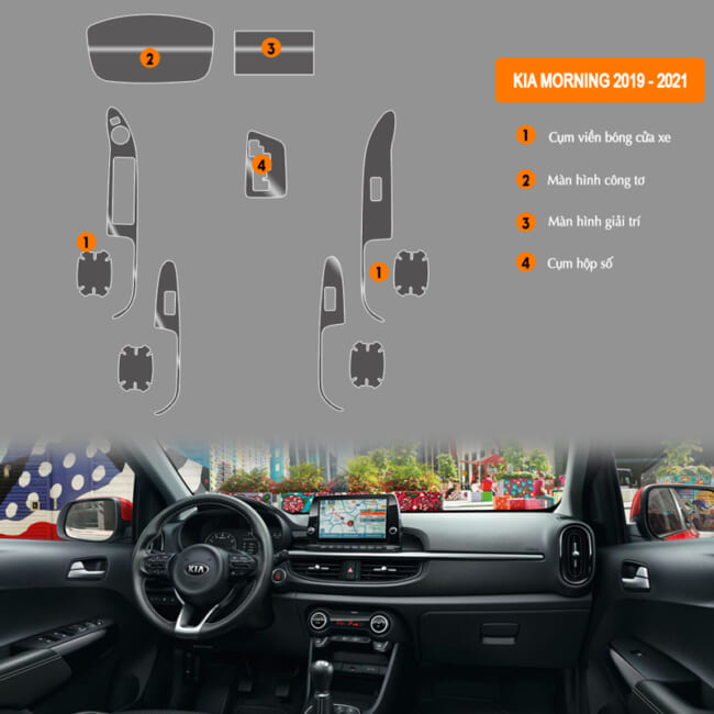 Dán PPF nội thất Kia Morning 2019 - 2020 tốt nhất ở Hà Nội HCM